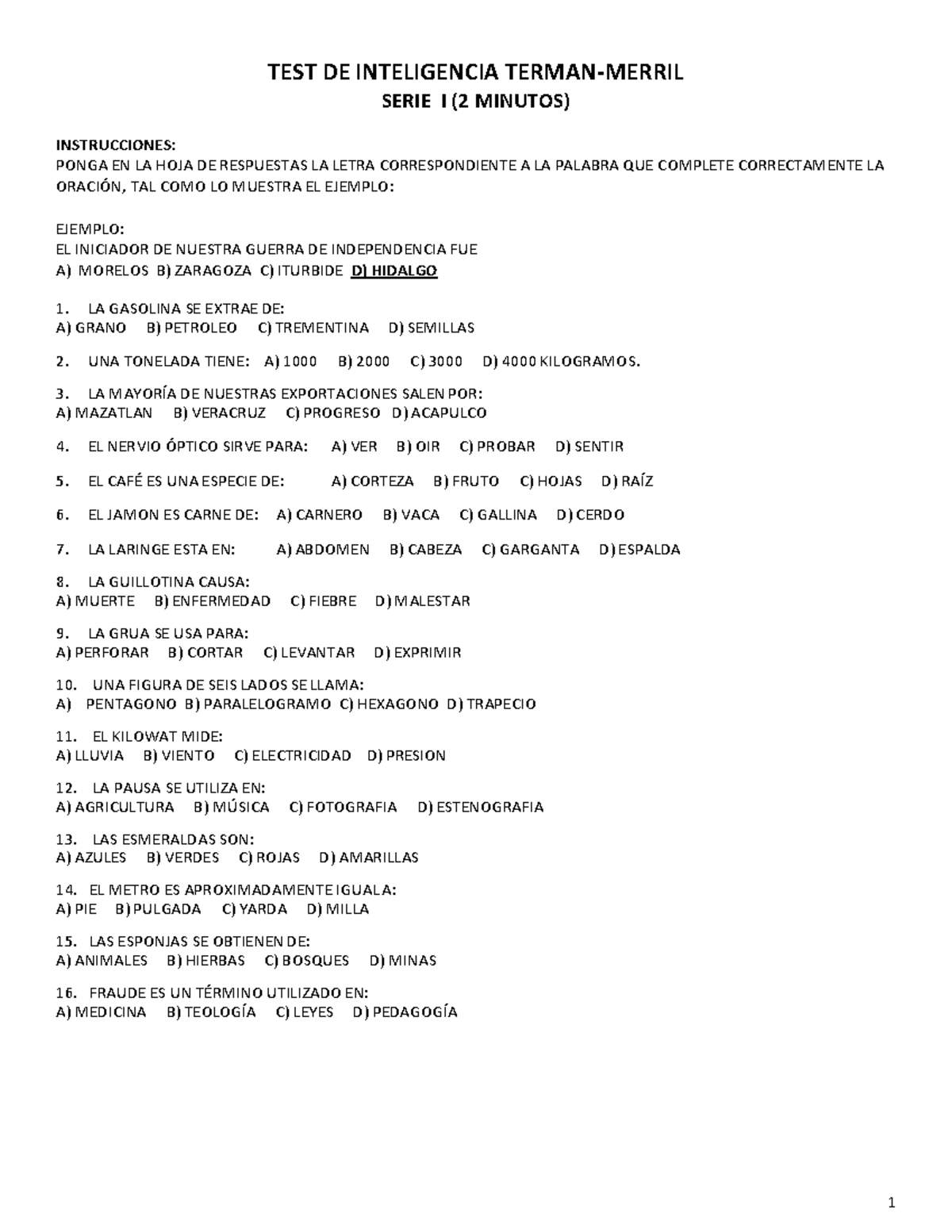 Cuaderno de aplicación Terman- Merril - TEST DE INTELIGENCIA TERMAN ...