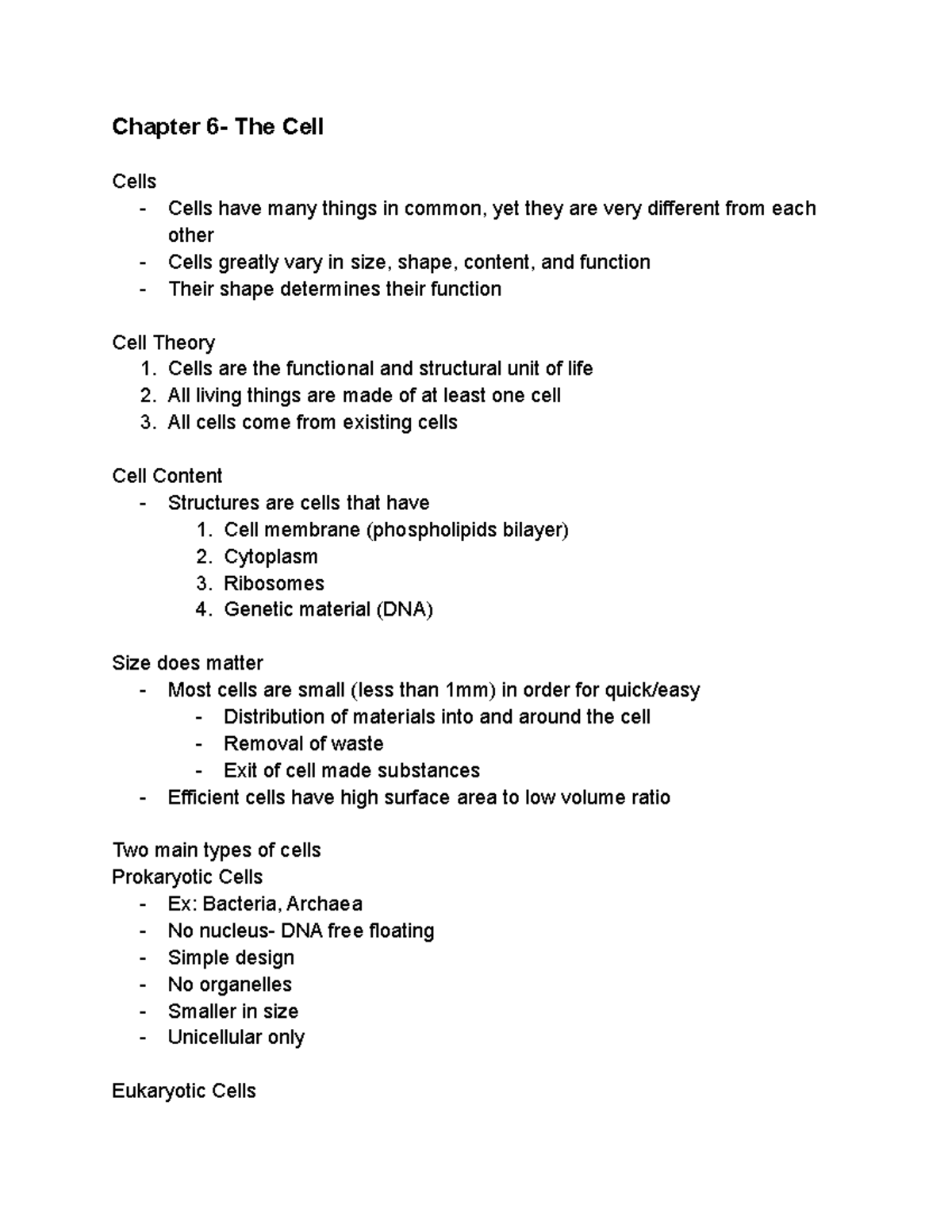 Untitled document - Ch.6 and 7- The Cell, The Cell Membrane - Chapter 6 ...