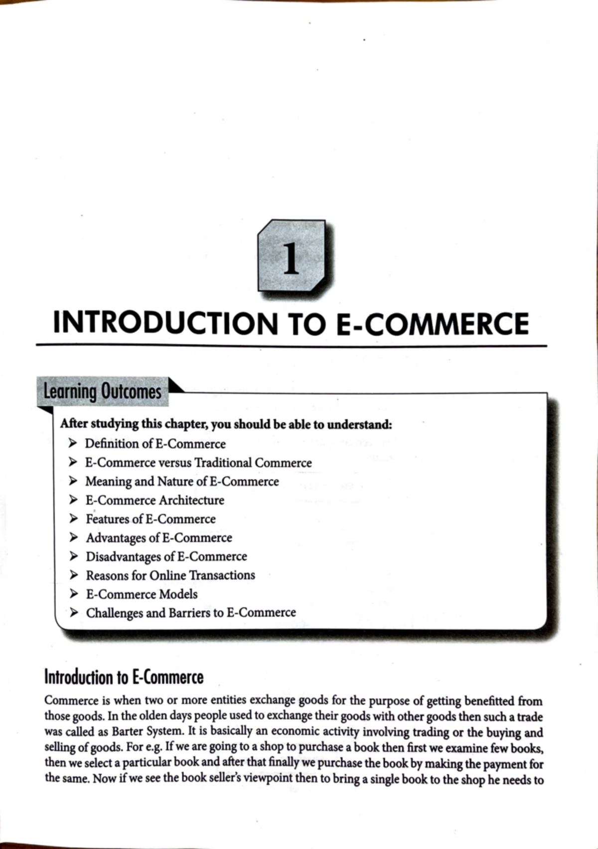 E-comm unit 1 - INTRODUCTION TO E-COMMERCE After studying this chapter ...
