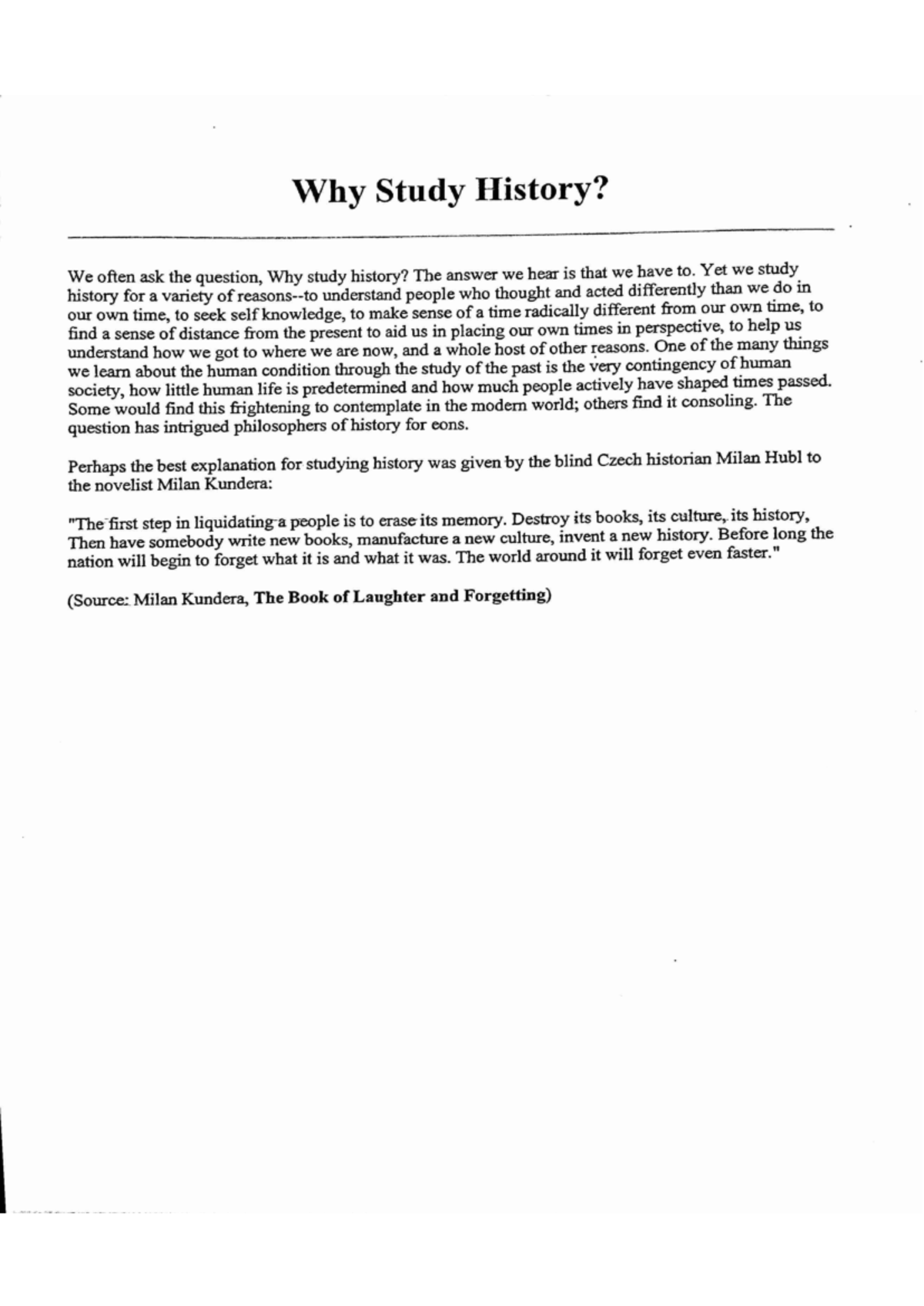 Why Study History - Assignment histroy - Studocu