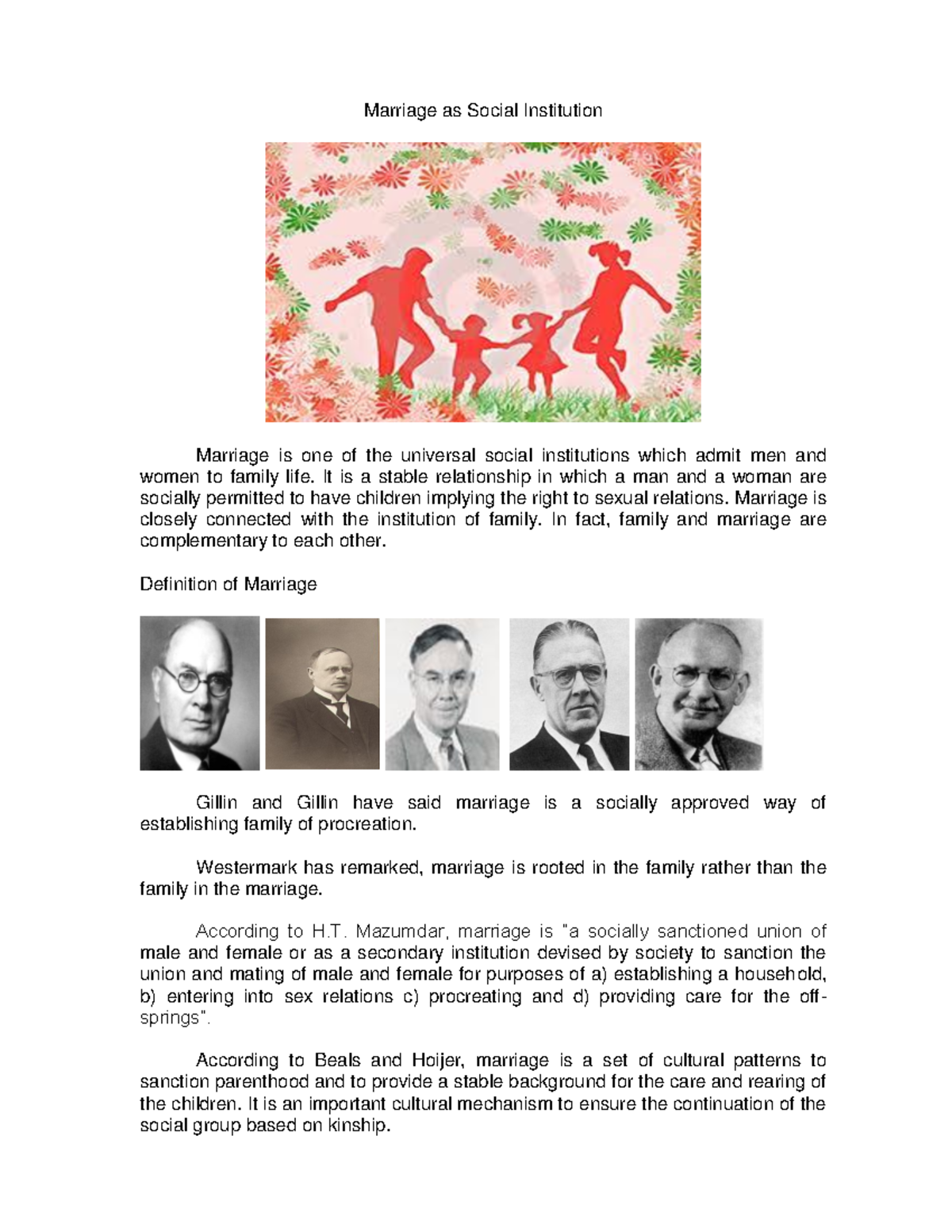 Marriage as social Institution - Marriage as Social Institution ...