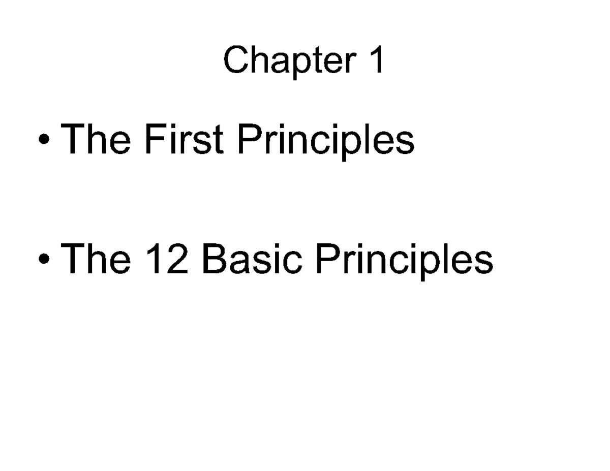 Micro Macro 1201 1202 Fall 18 - Chapter 1 The First Principles The 12 ...