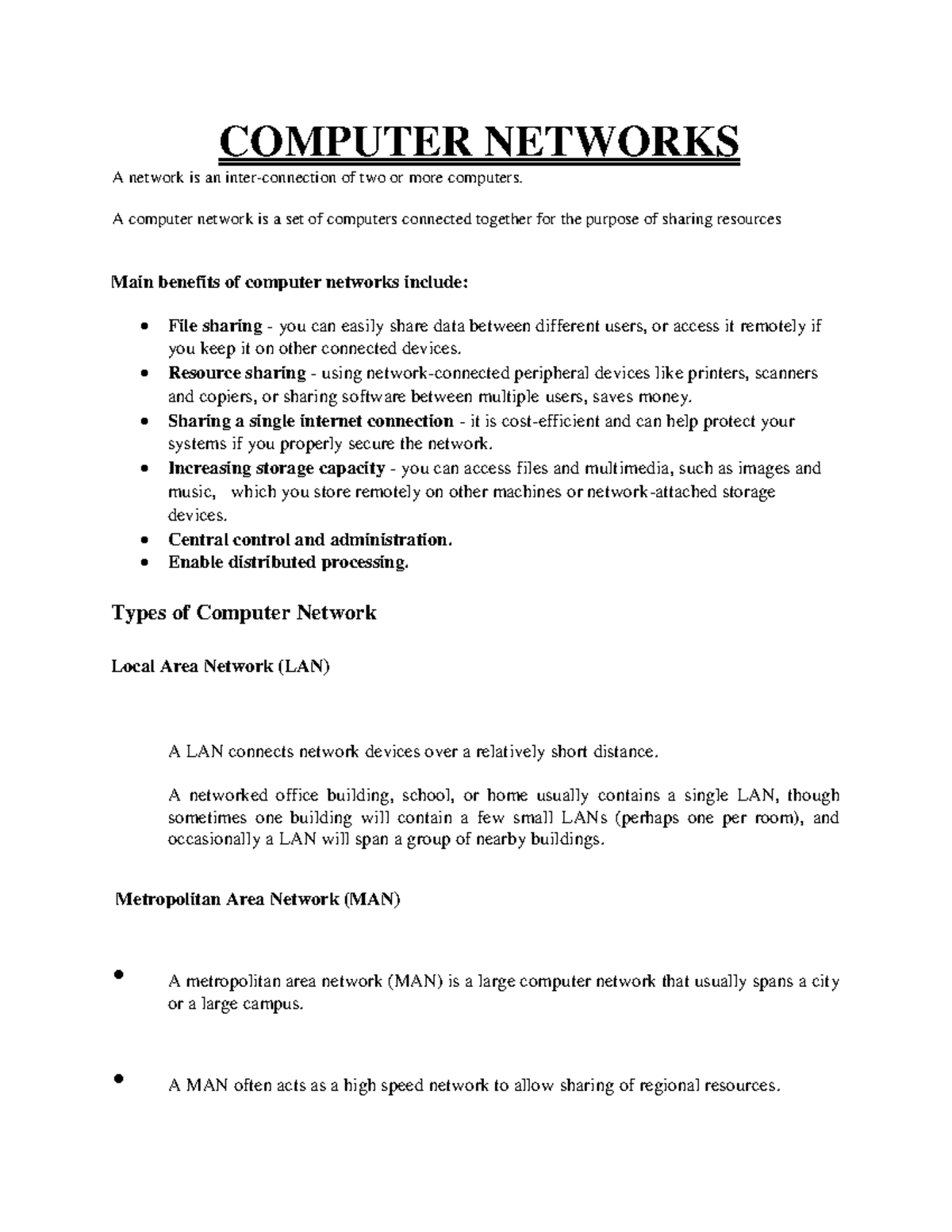 N Networking Computer Networks A Network Is An Inter Connection Of Two Or More Computers A