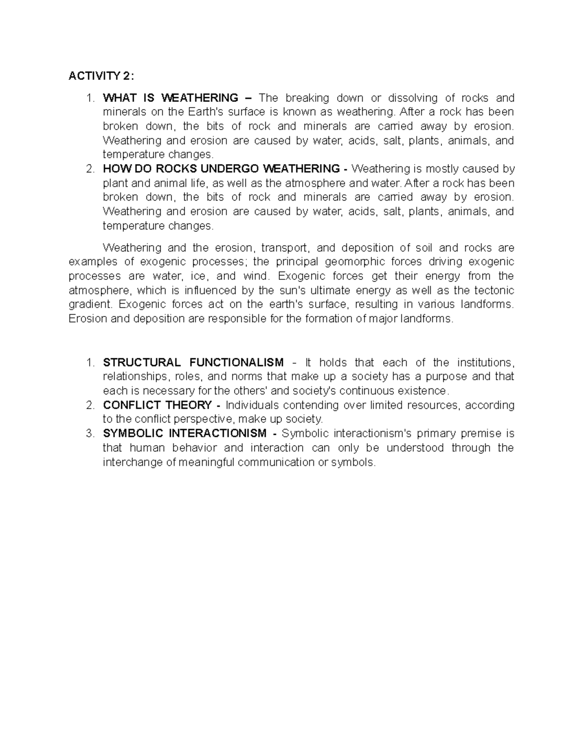 Science - Activity 2 Management Activity 2 Management Activity 2 ...