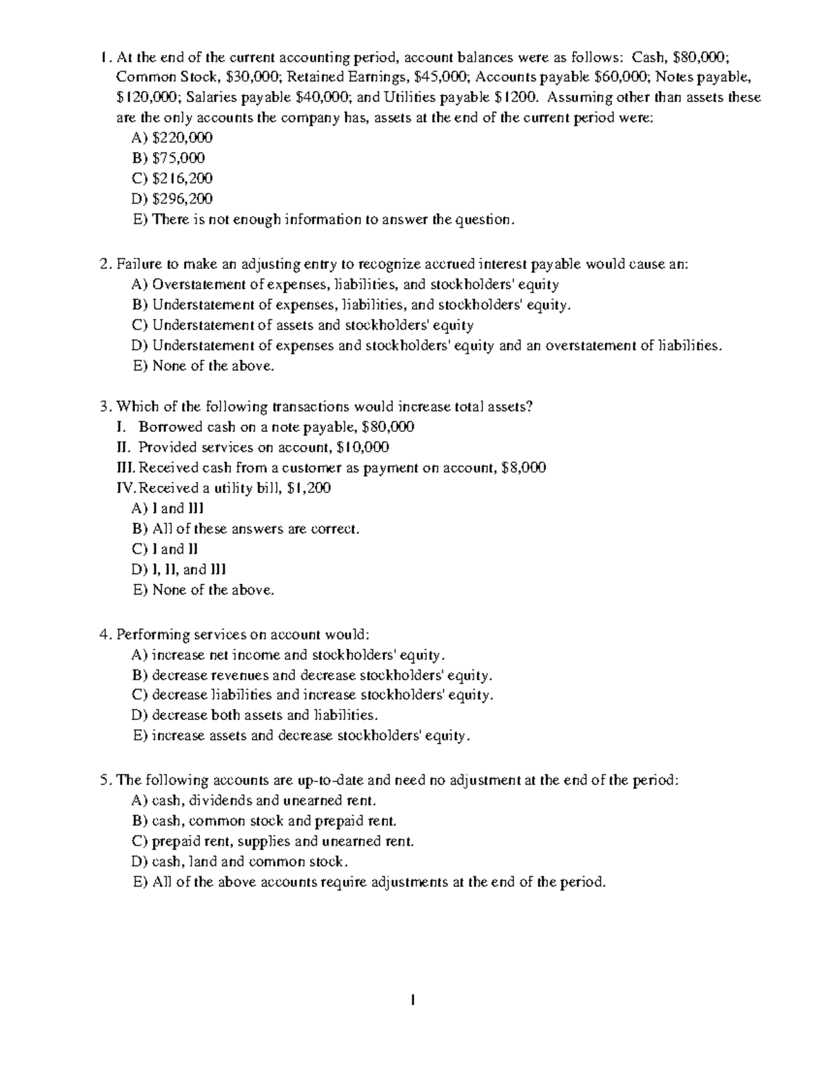 Exam 1 Practice Exam 2 Revised Fall 2020 - At the end of the current ...