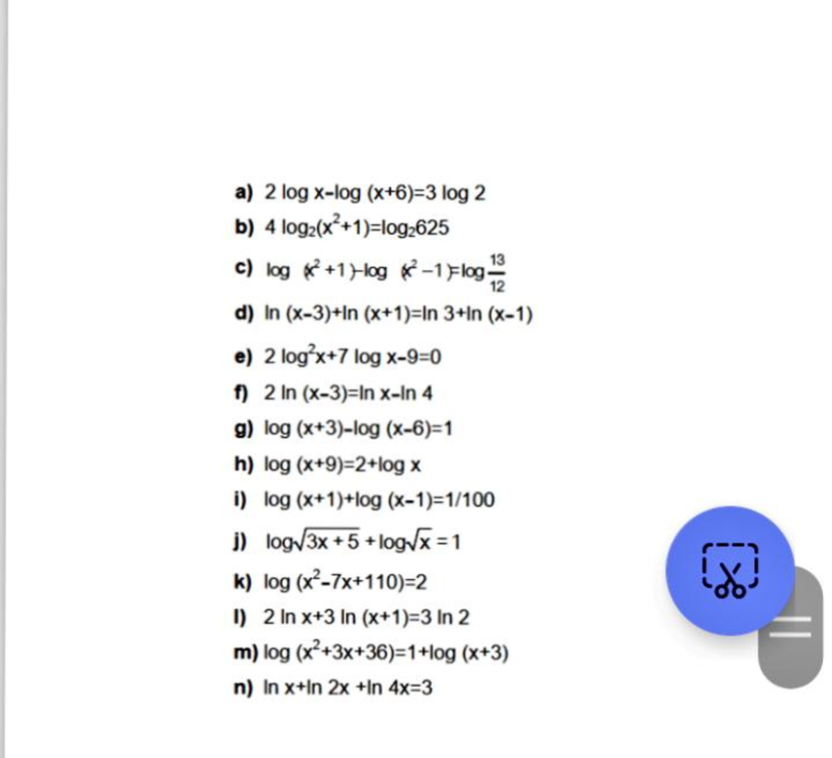 Scan 05 nov 24 14·54·44 - Ejemplos - Fisica - a) 2 log x-log (x+6)=3 ...