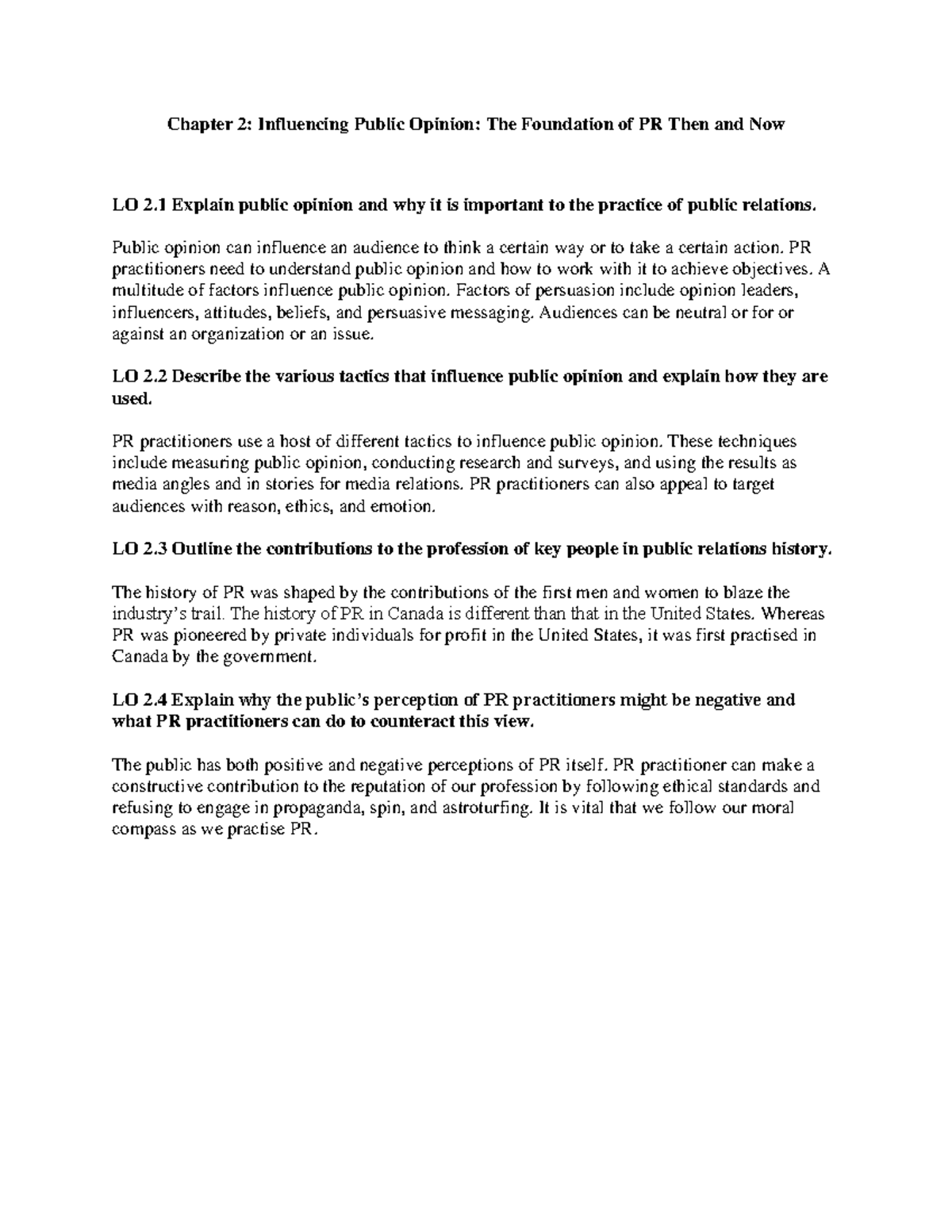 PRLN 1150 chapter 2 lecture note - Chapter 2: Influencing Public ...