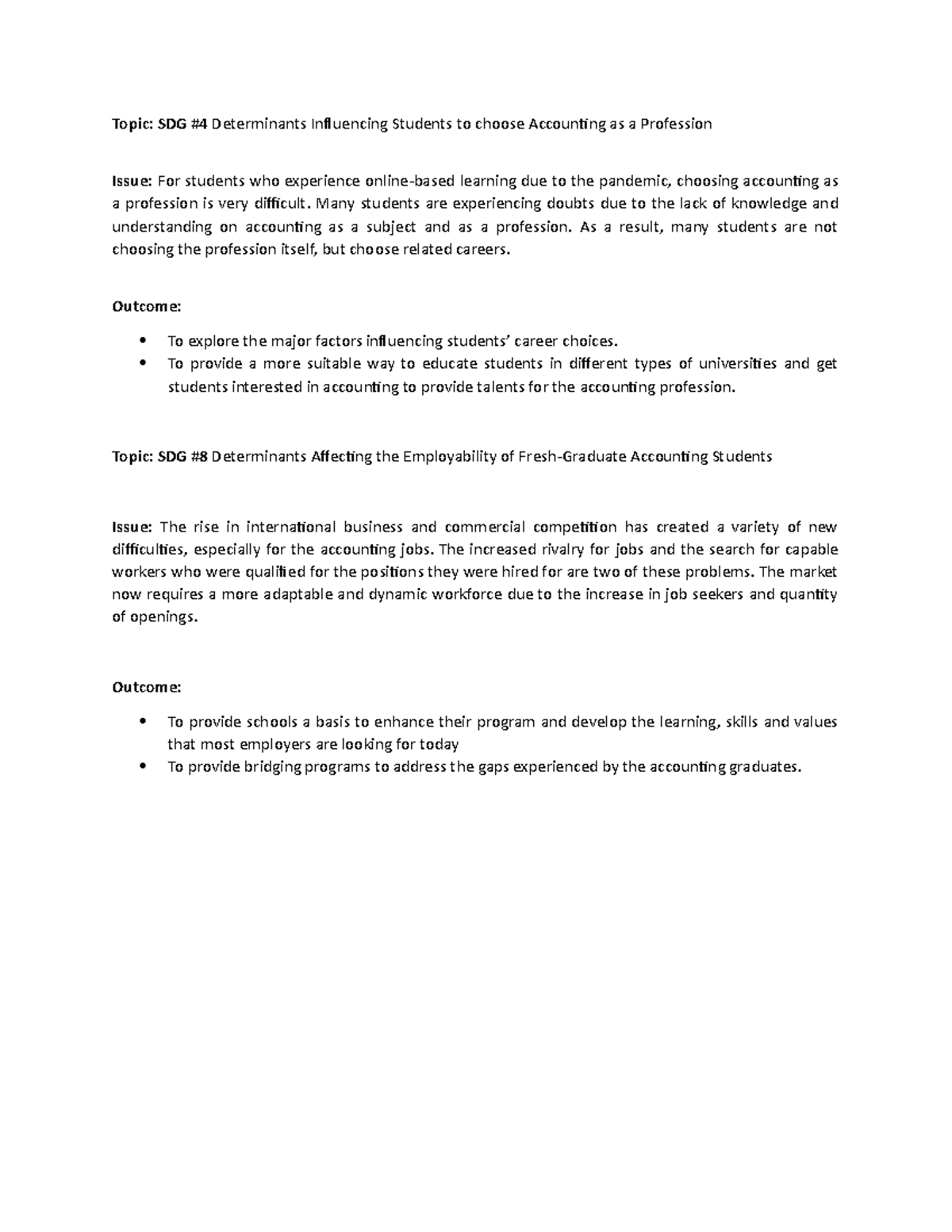 Topic - Many students are experiencing doubts due to the lack of ...