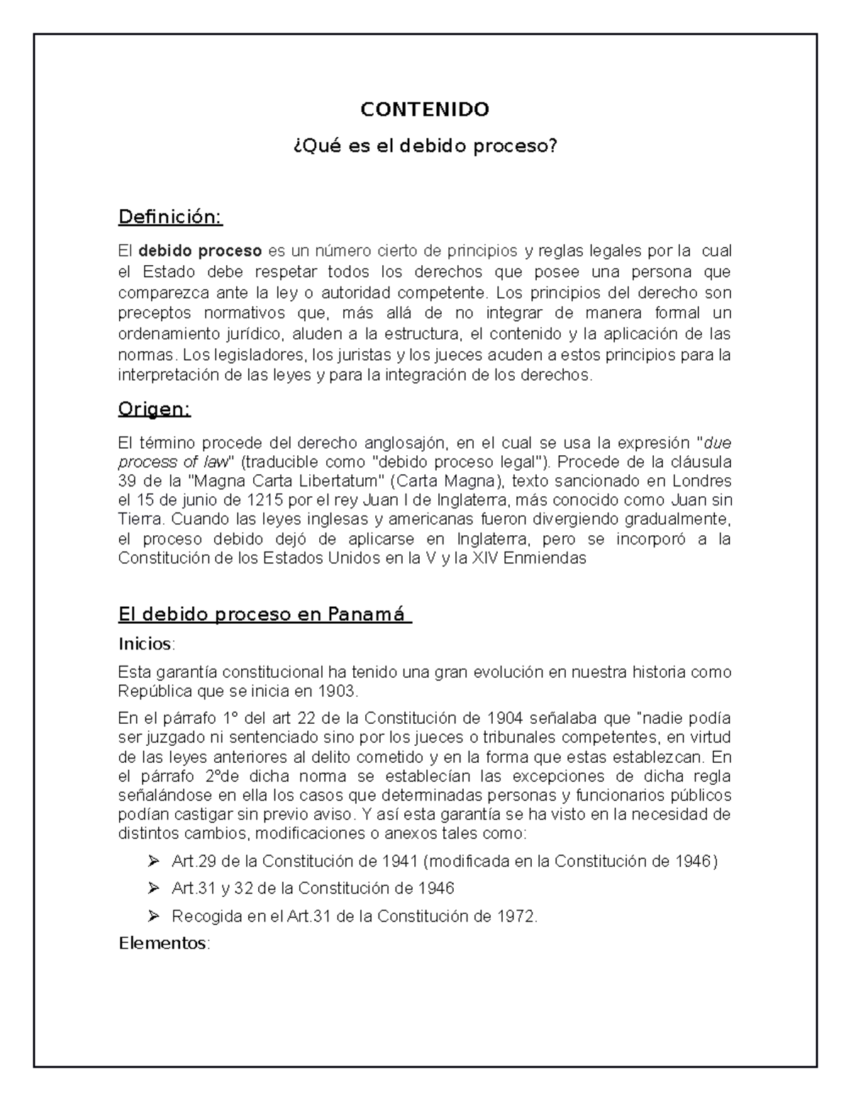El Debido proceso - CONTENIDO ¿Qué es el debido proceso? Definición: El ...