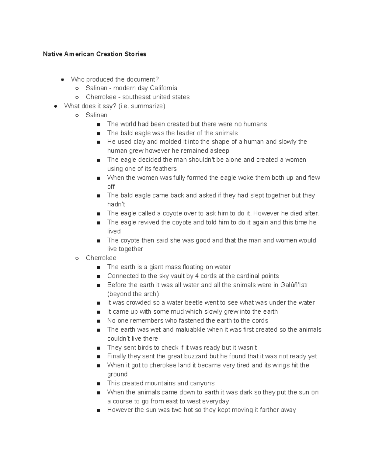 Primary Source Analysis - Hist - Native American Creation Stories Who ...