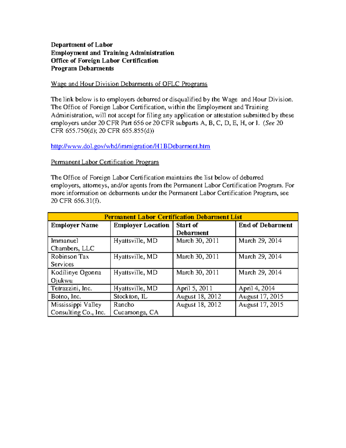 Debarment List Master listados de la Master por departamento ...