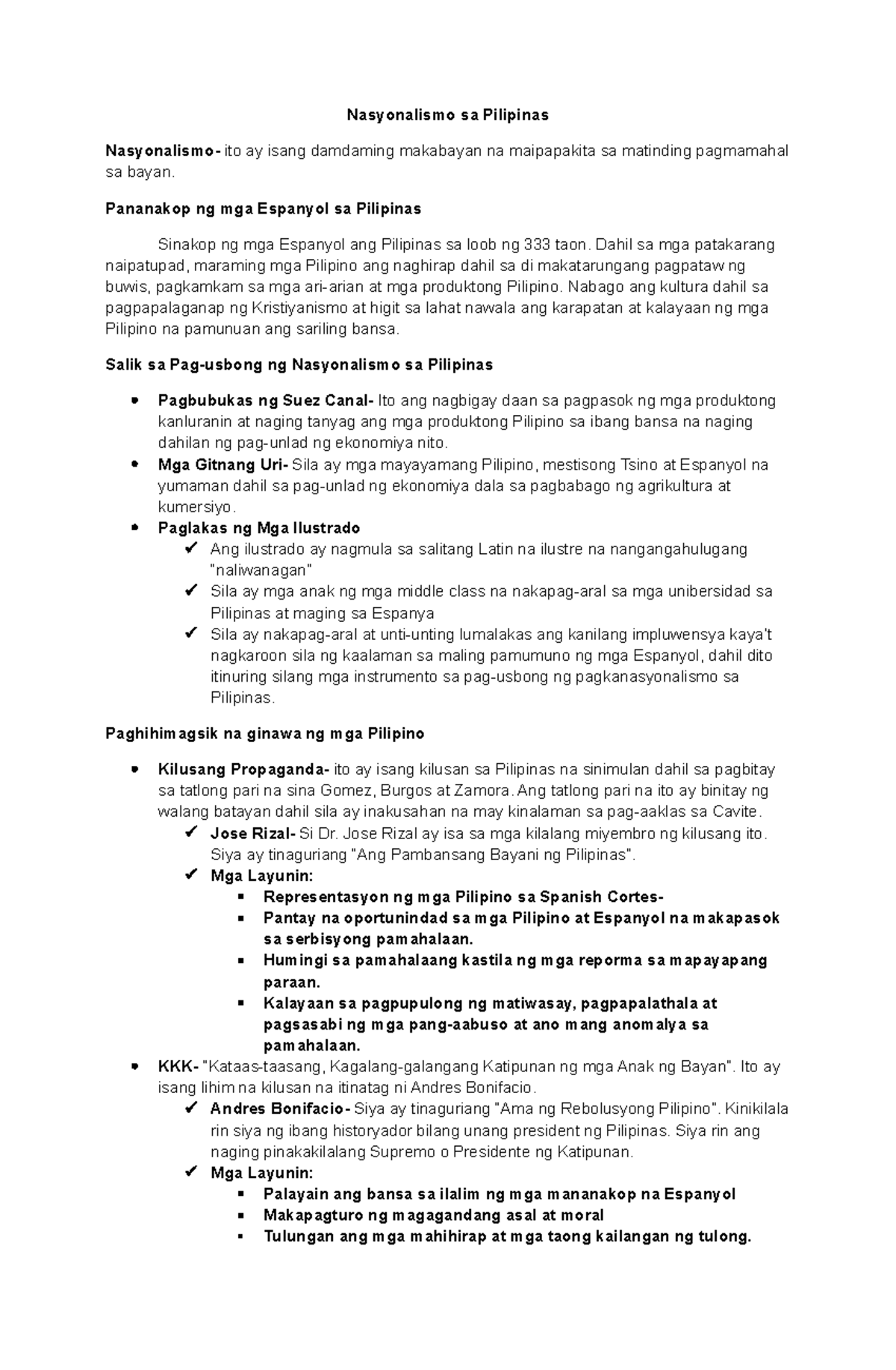 Nasyonalismo Handouts - Nasyonalismo sa Pilipinas Nasyonalismo- ito ay ...
