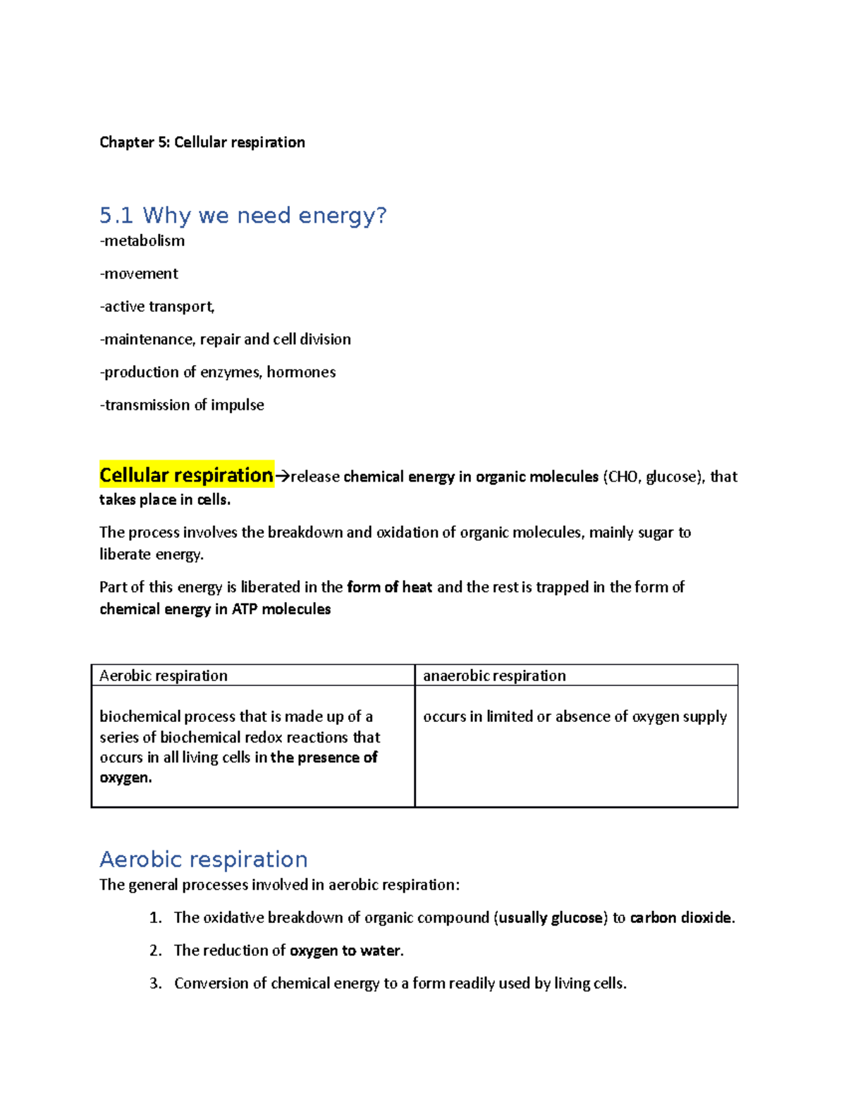 Chapter 5 cellular respiration part 1 (glycolysis, kreb cycles ...