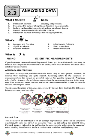 Lesson 2.1 Analyzing DATA - ANALYZING DATA What I Need to Know 1 ...