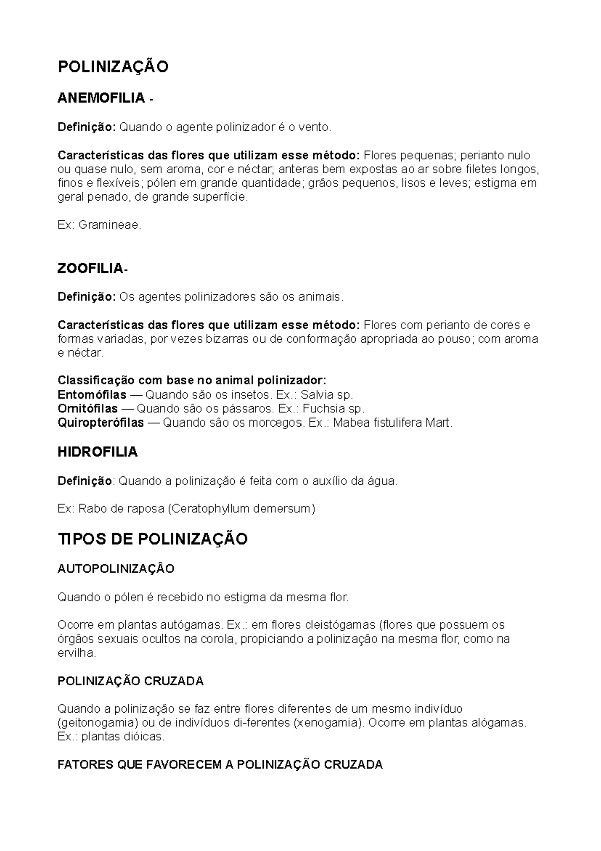 Filias de polinização - Resumo para trabalho - POLINIZAÇÃO ANEMOFILIA ...