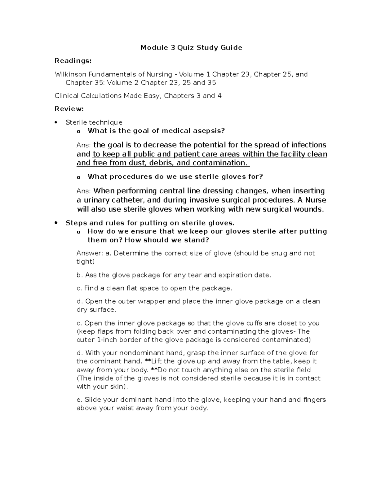 Module 3 Quiz Study Guide - Module 3 Quiz Study Guide Readings ...