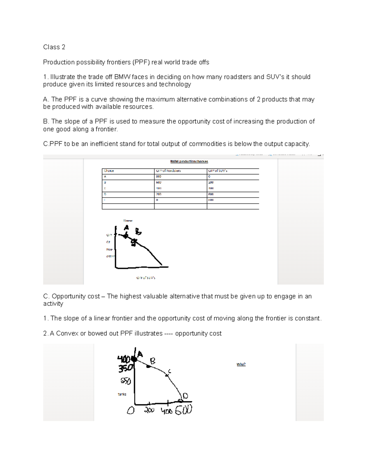 Class 2 - Class 2 Production possibility frontiers (PPF) real world ...