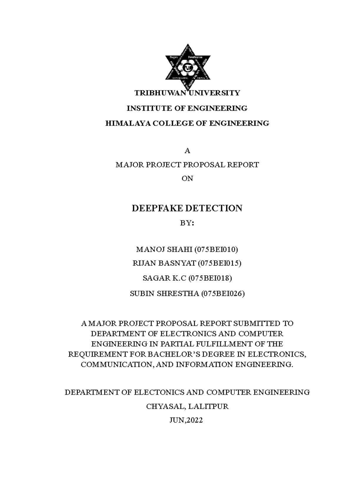 Deepfake detection - My project report - TRIBHUWAN UNIVERSITY INSTITUTE ...