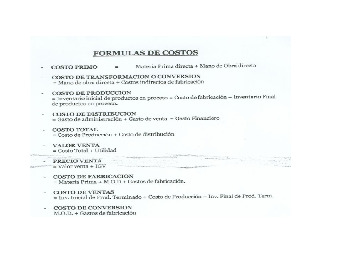 S01.s1 formulas de costos - Costos - Studocu