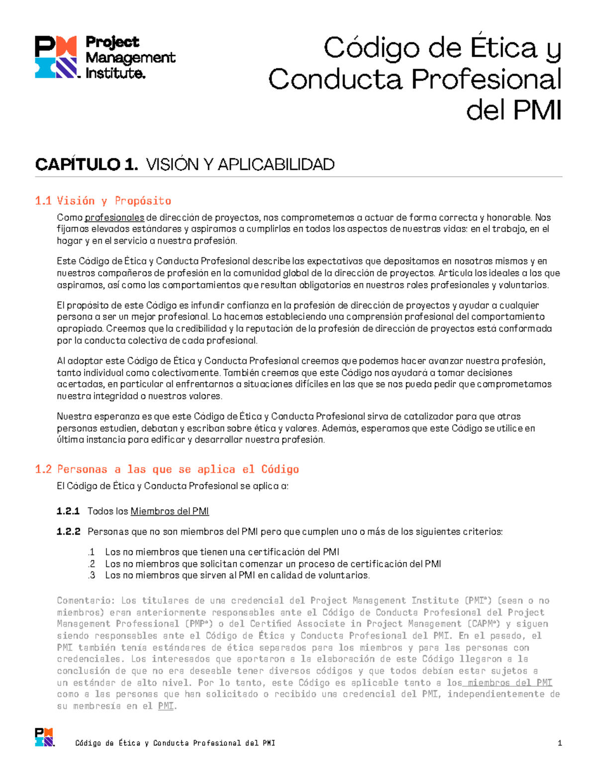 Semana 2 pmi code of ethics - Código de Ética y Conducta Profesional ...
