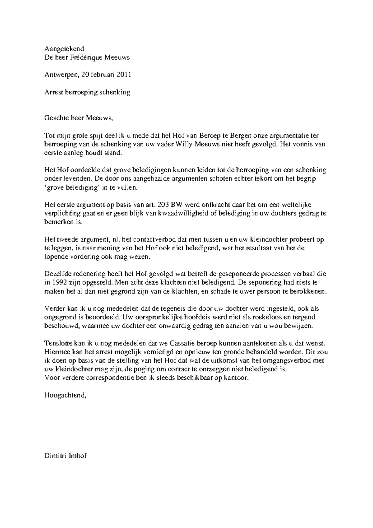 Schrijven van juridische teksten: Verplichte opgaven brief: Herroeping ...