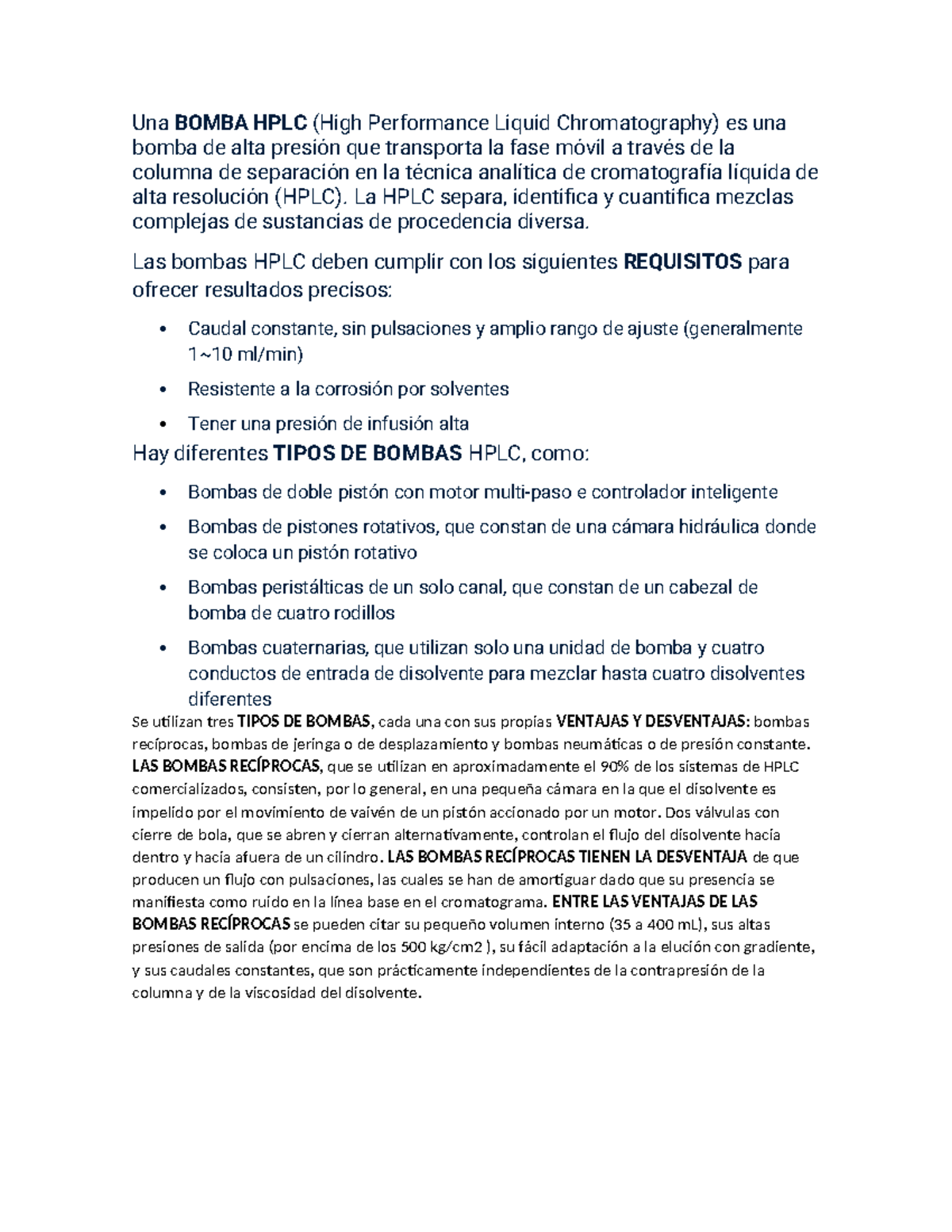 Una Bomba HPLC - Una BOMBA HPLC (High Performance Liquid Chromatography ...