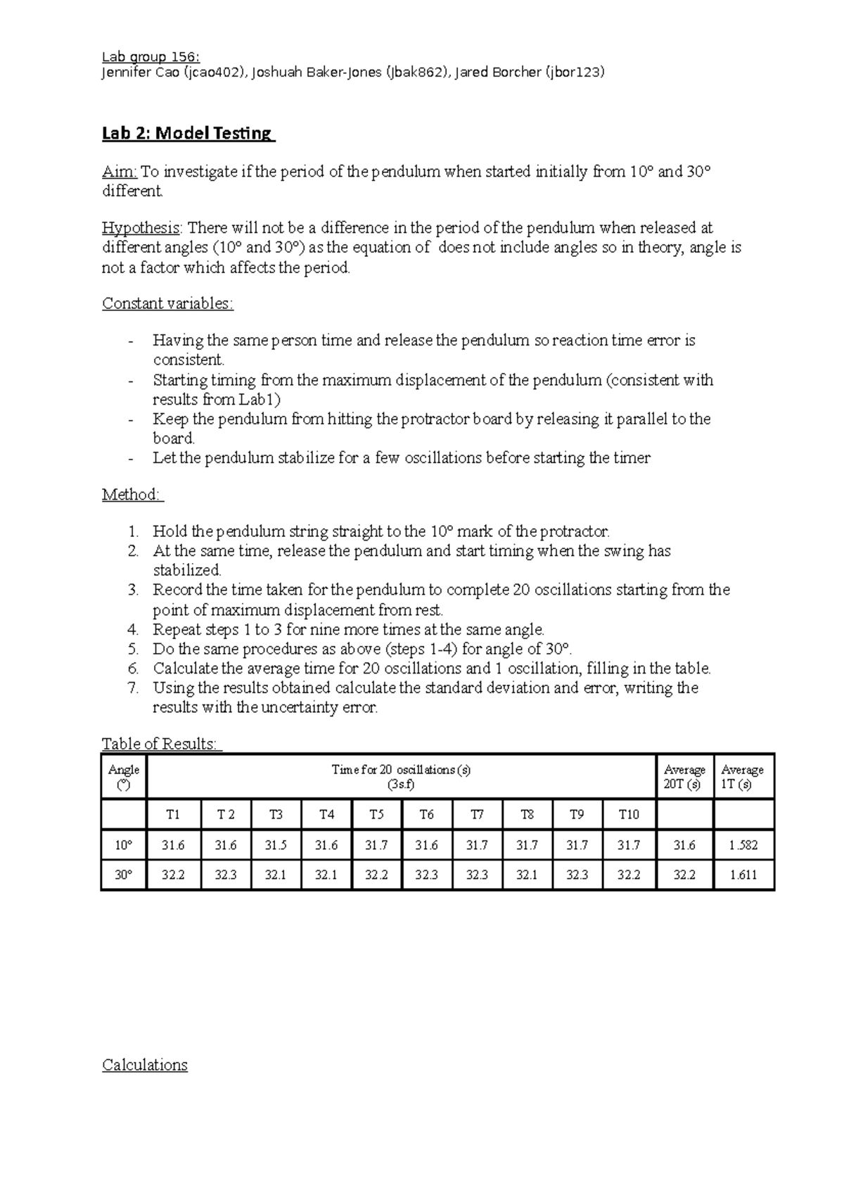 Lab 2 - Physics 160 - Lab group 156: Jennifer Cao (jcao402), Joshuah ...