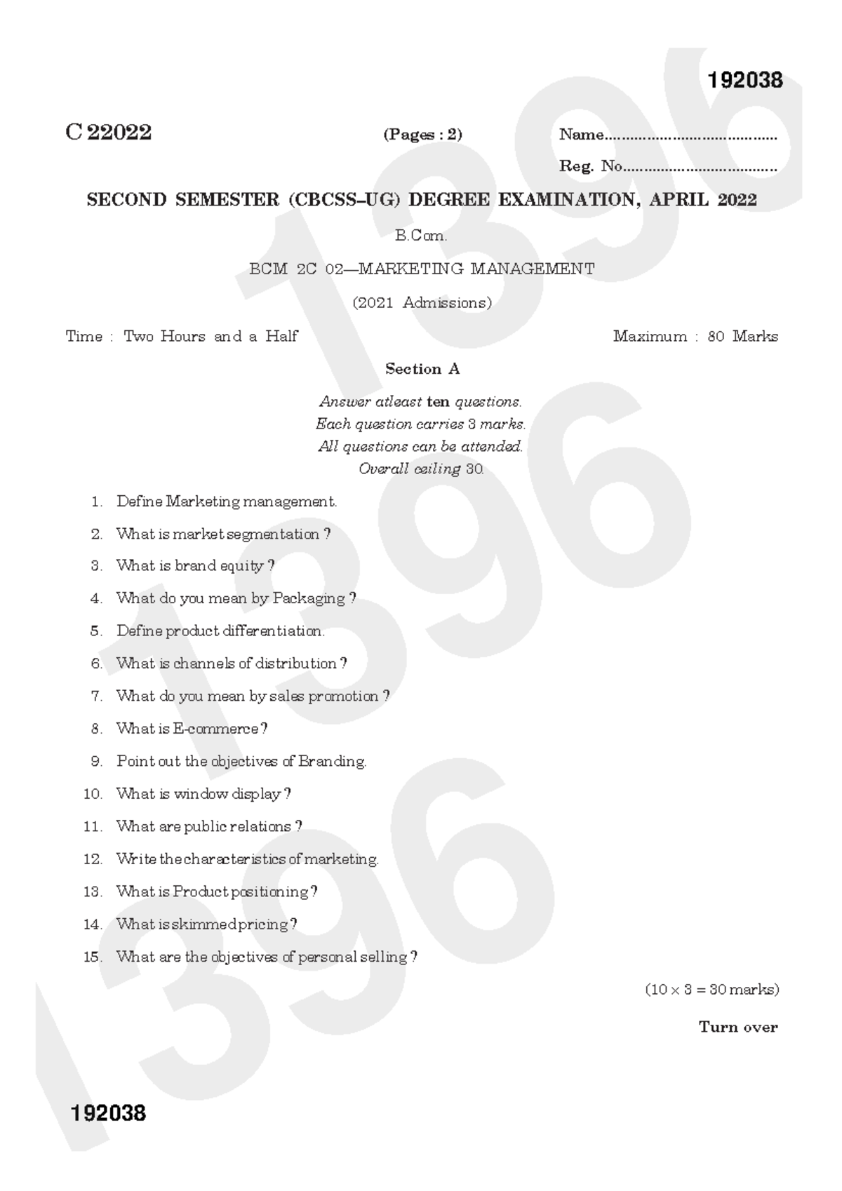 2022 BCM 2C 02 22022 Marketing Management - Turn over C 22022 (Pages ...