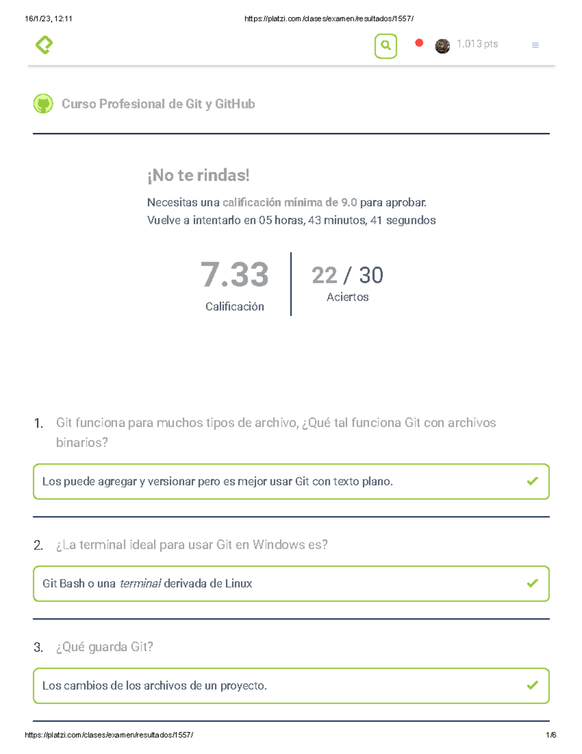 Curso git 01 - Examen de preparación de plataforma platzi - Curso Profesional de Git y GitHub ...
