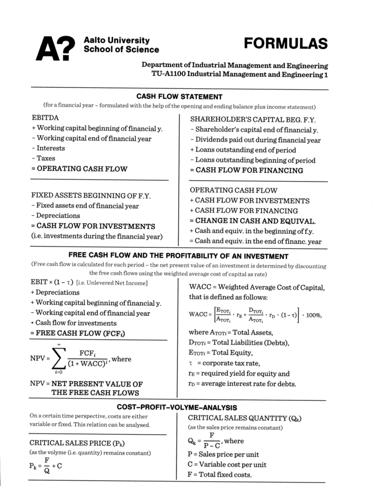 Accounting Formulas - ACC 205 - Studocu
