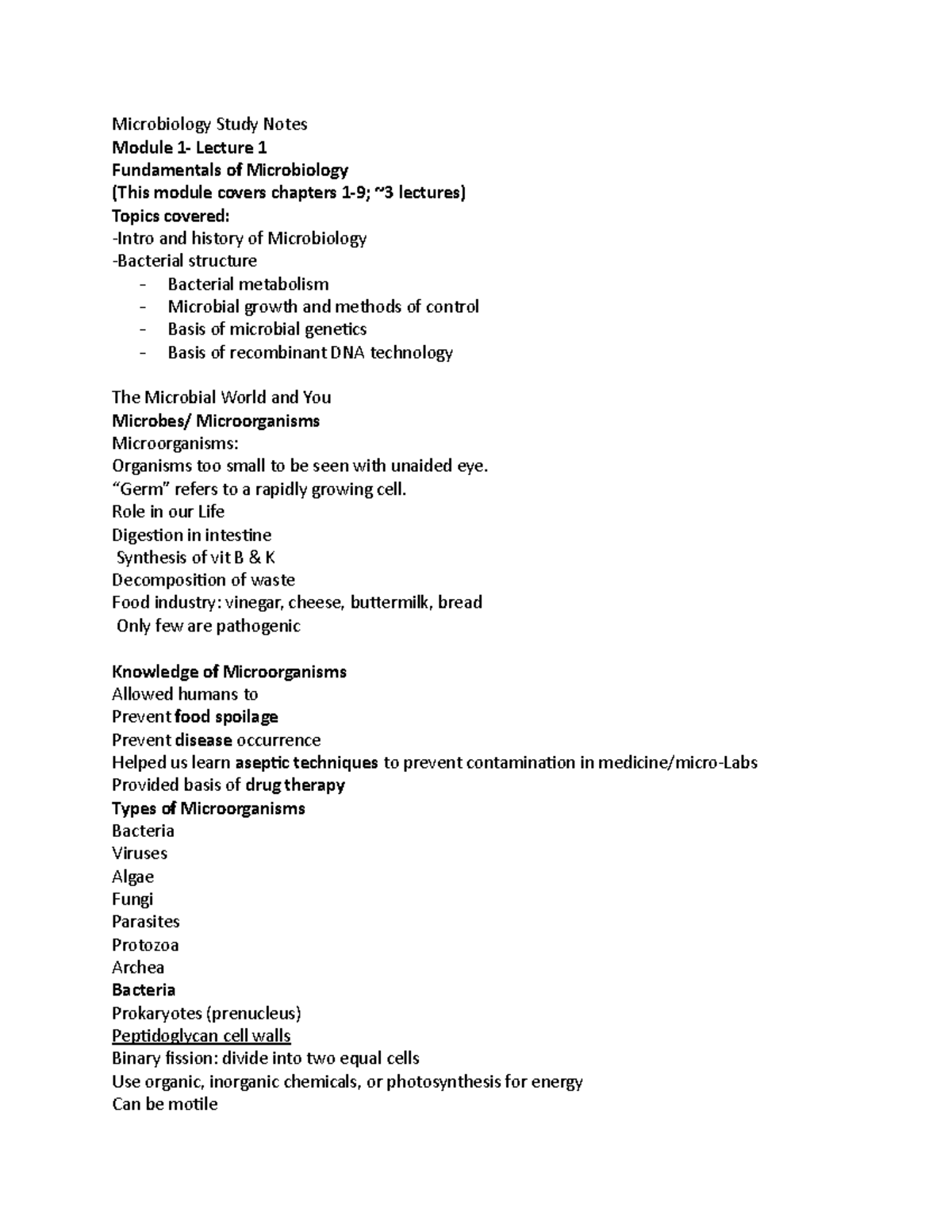 Microbiology Study Notes - Microbiology Study Notes Module 1- Lecture 1 ...
