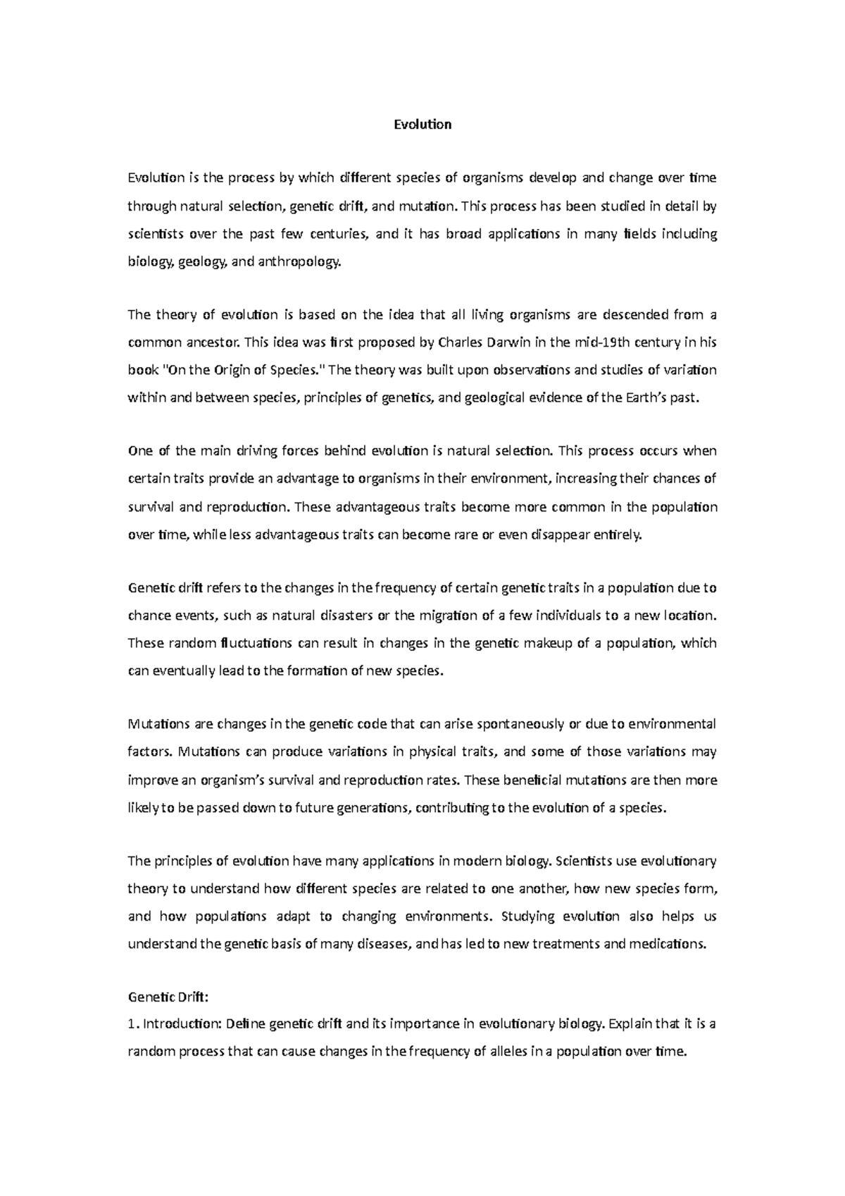 Evolution - Evolution Evolution is the process by which different ...