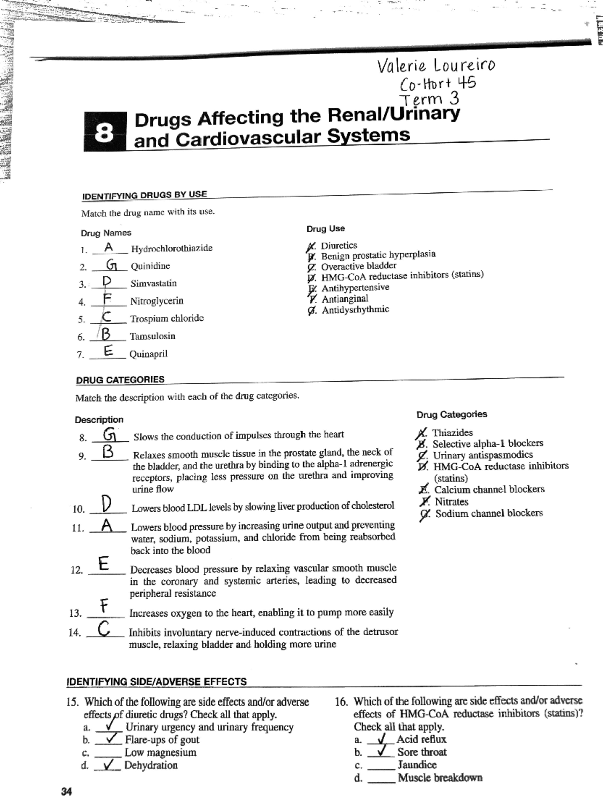 Pharmacology II Chapter 8 Study Guide - Valerie Loureiro 45 Term 3 ...