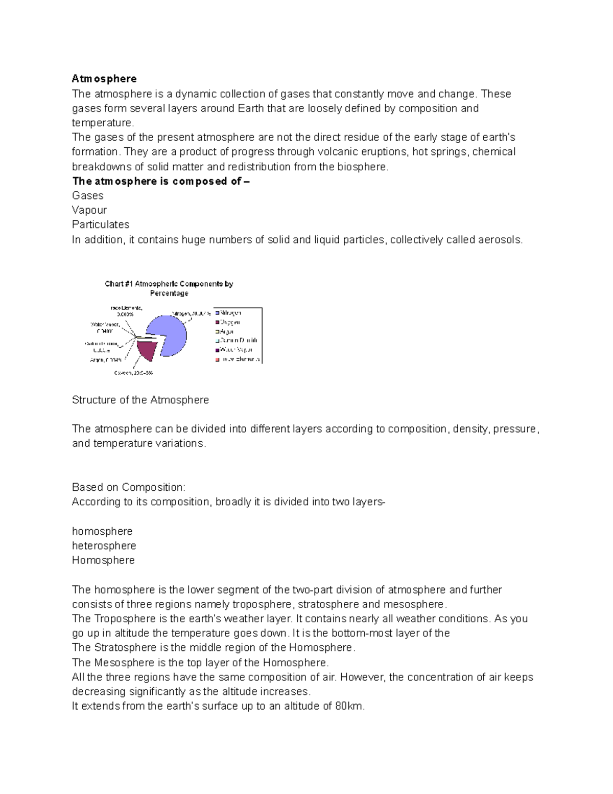 Atmosphere composition and structure - Atmosphere The atmosphere is a ...