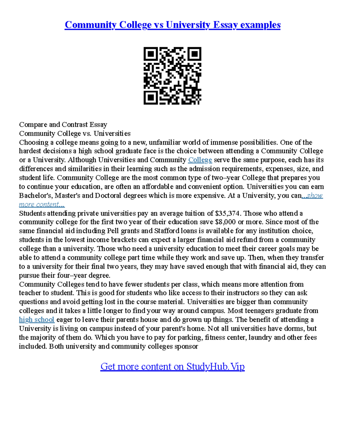 How To Write A Graduate Admissions Essay - Community College vs ...