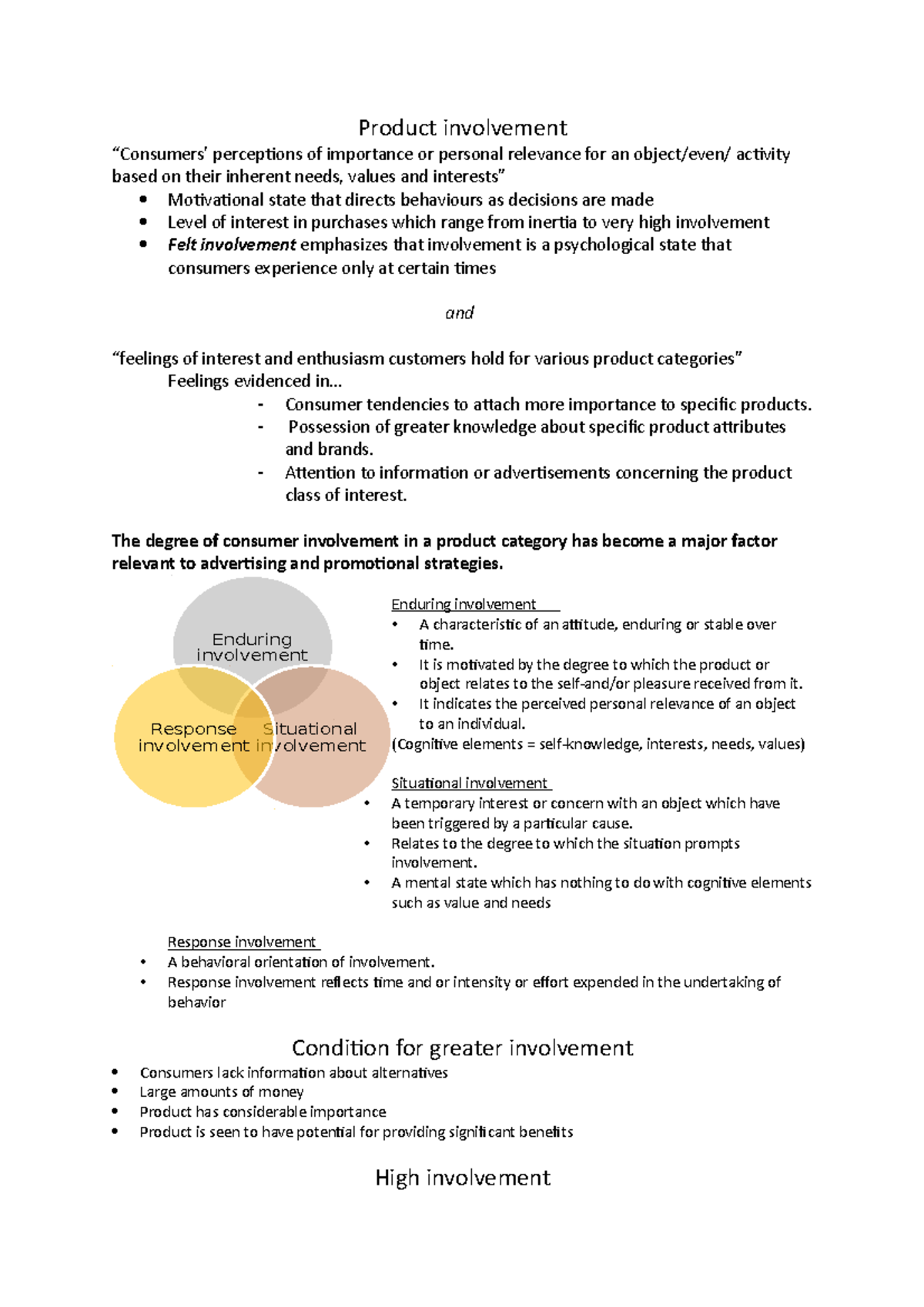 Product involvement - Product involvement “Consumers’ perceptions of ...