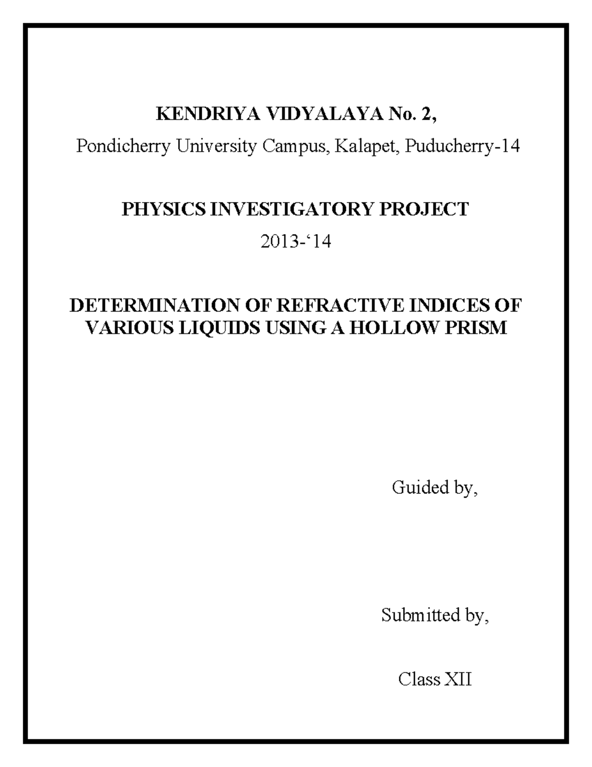 204529344 Hollow Prism Physics Investigatory Project Class 12 CBSE ...