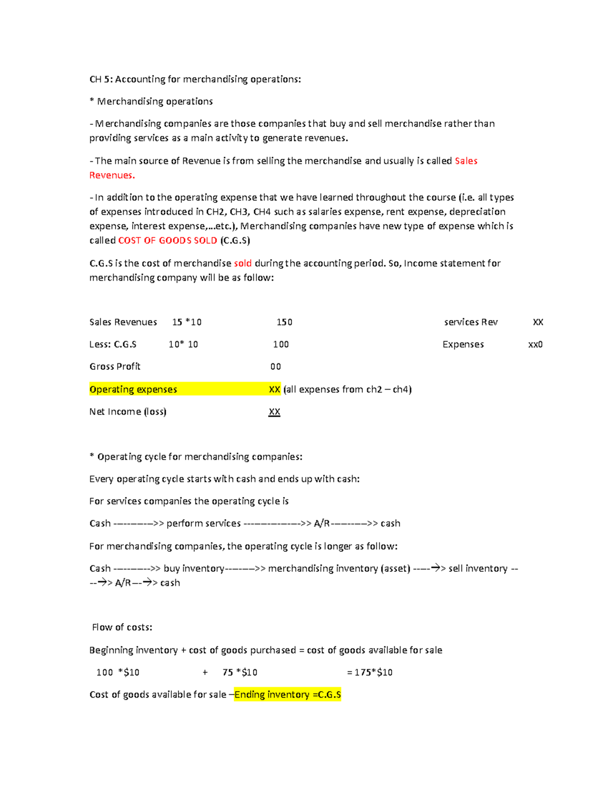 Ch5 Accounting for Merchandising operations ACC101 - CH 5: Accounting ...