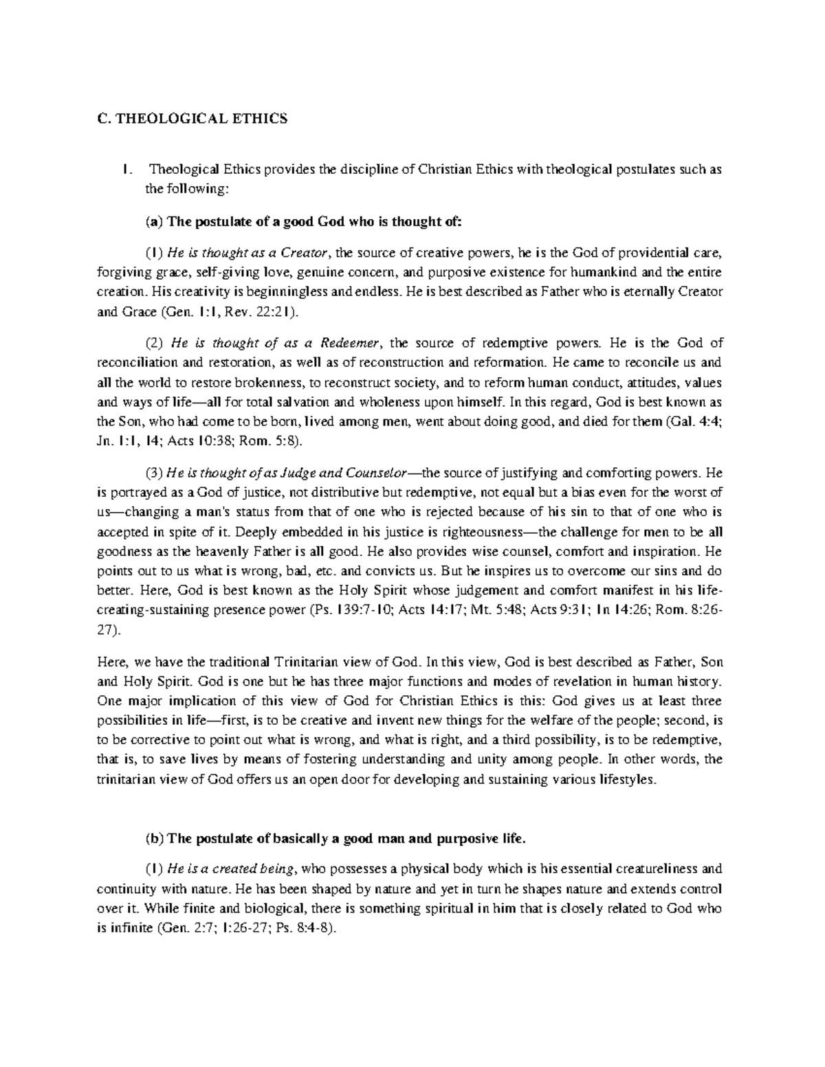 4. Theological Ethics by sir - C. THEOLOGICAL ETHICS Theological Ethics ...