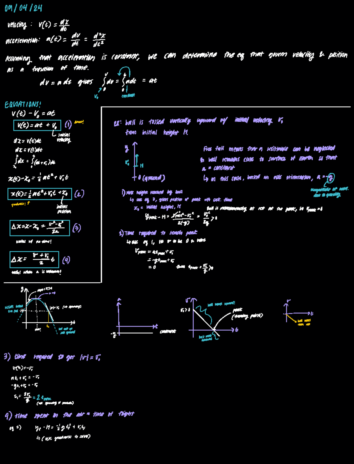 Unit 1 Physics - unit 1 notes - 9 04 velocity V t 4 acceleration a t 4 ...
