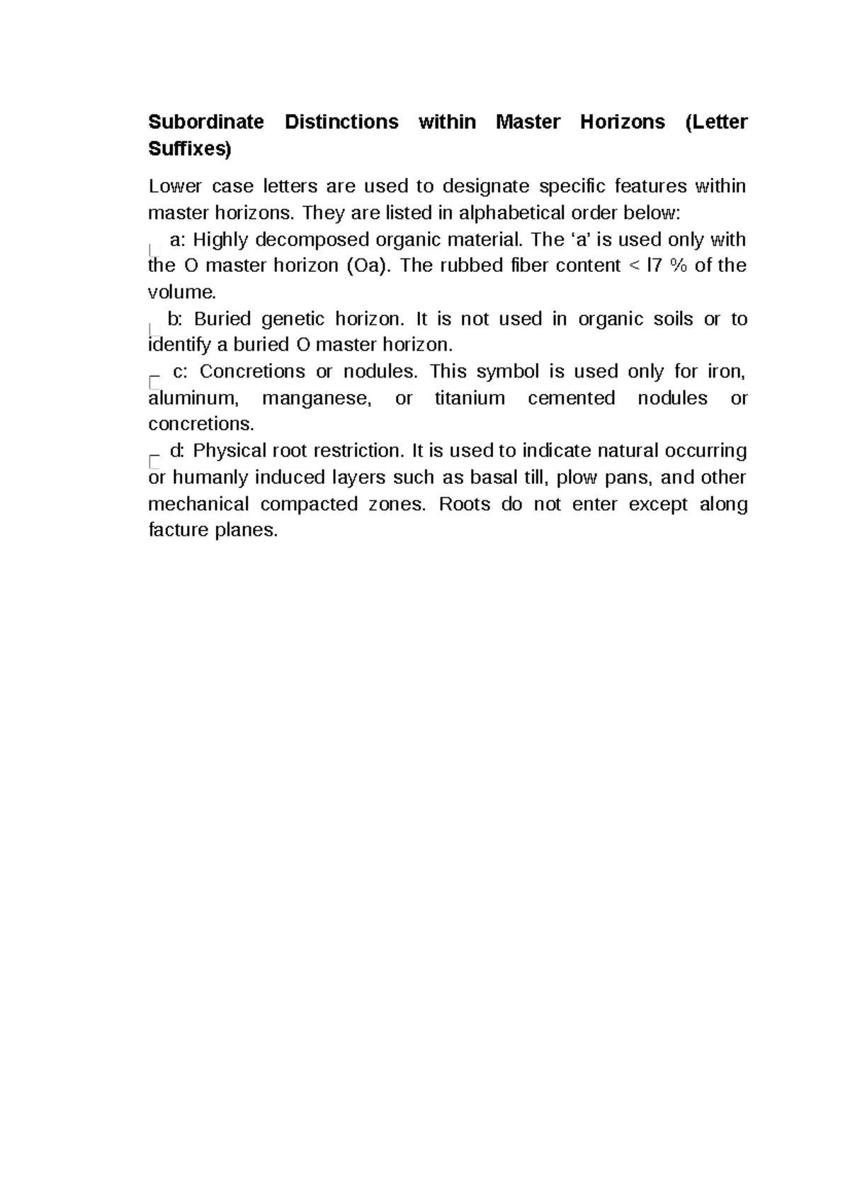 Subordinate Distinctions within Master Horizons - They are listed in ...