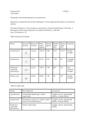 Organic chemistry experiment 4: extraction - Experiment 4 10/12/ Julia Najem Extraction ...