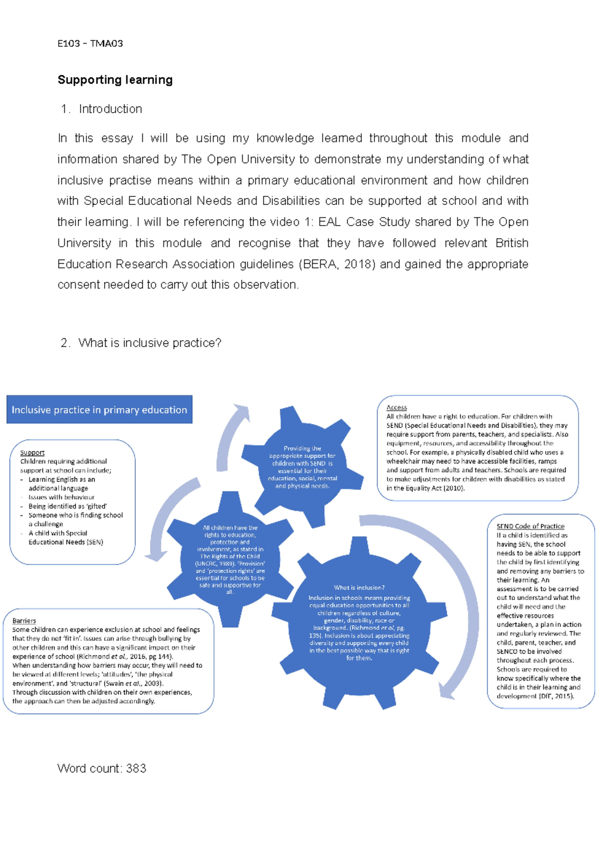 TMA03 - E103 - The Open University - Supporting learning 1. Introduction In this essay I will be ...