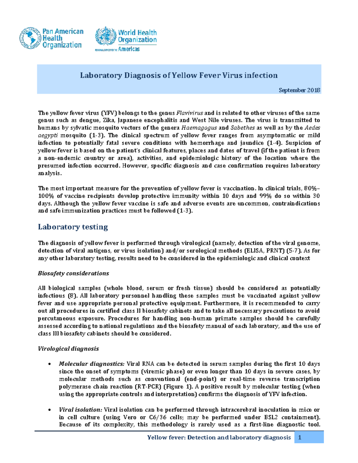 Laboratory diagnosis yellow fever infection sep 2018 fa192479 3fff 47a3 ...
