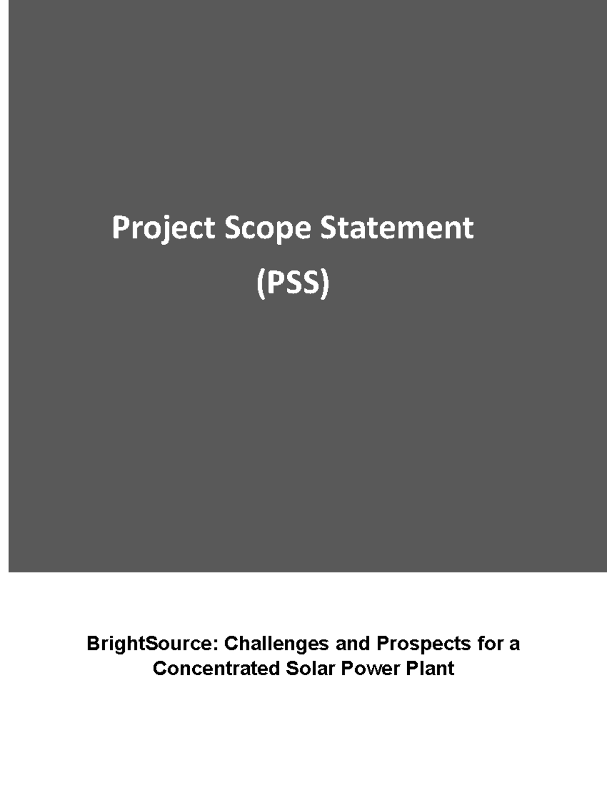 Project Scope Statement Document - BrightSource: Challenges and ...