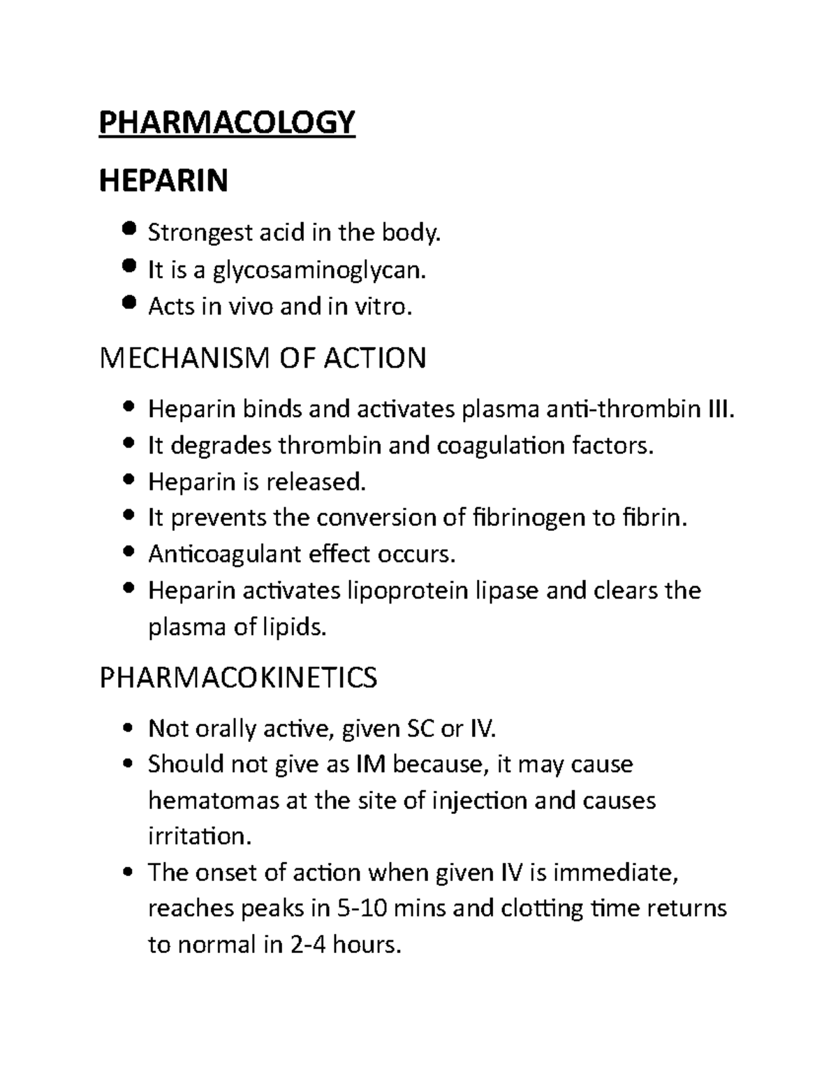 Heparin pharmacology - PHARMACOLOGY HEPARIN Strongest acid in the body ...