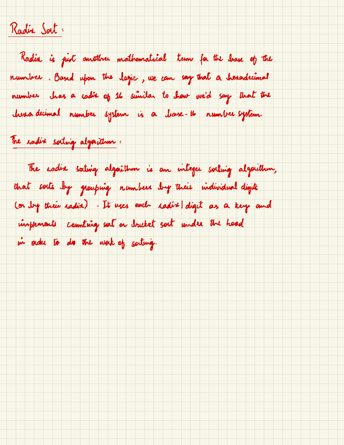 Radix Sorting Algorithm Radin Sort Radin Is Just Another Mathematical Term For The Case Of