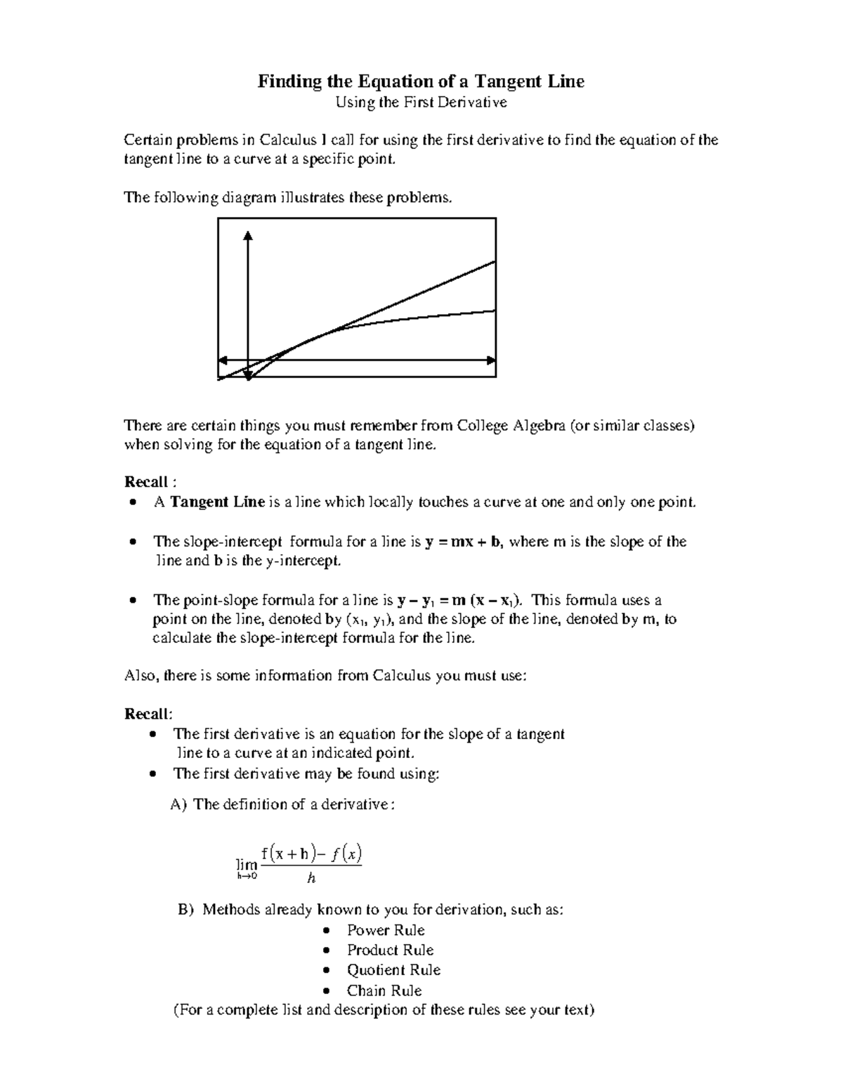 Finding - REVISION - Finding the Equation of a Tangent Line Using the ...