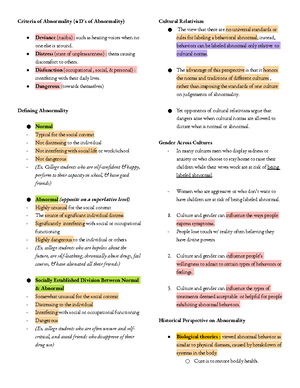 DSM-5 (simplified) - Abnormal Psychology - OLFU - Studocu