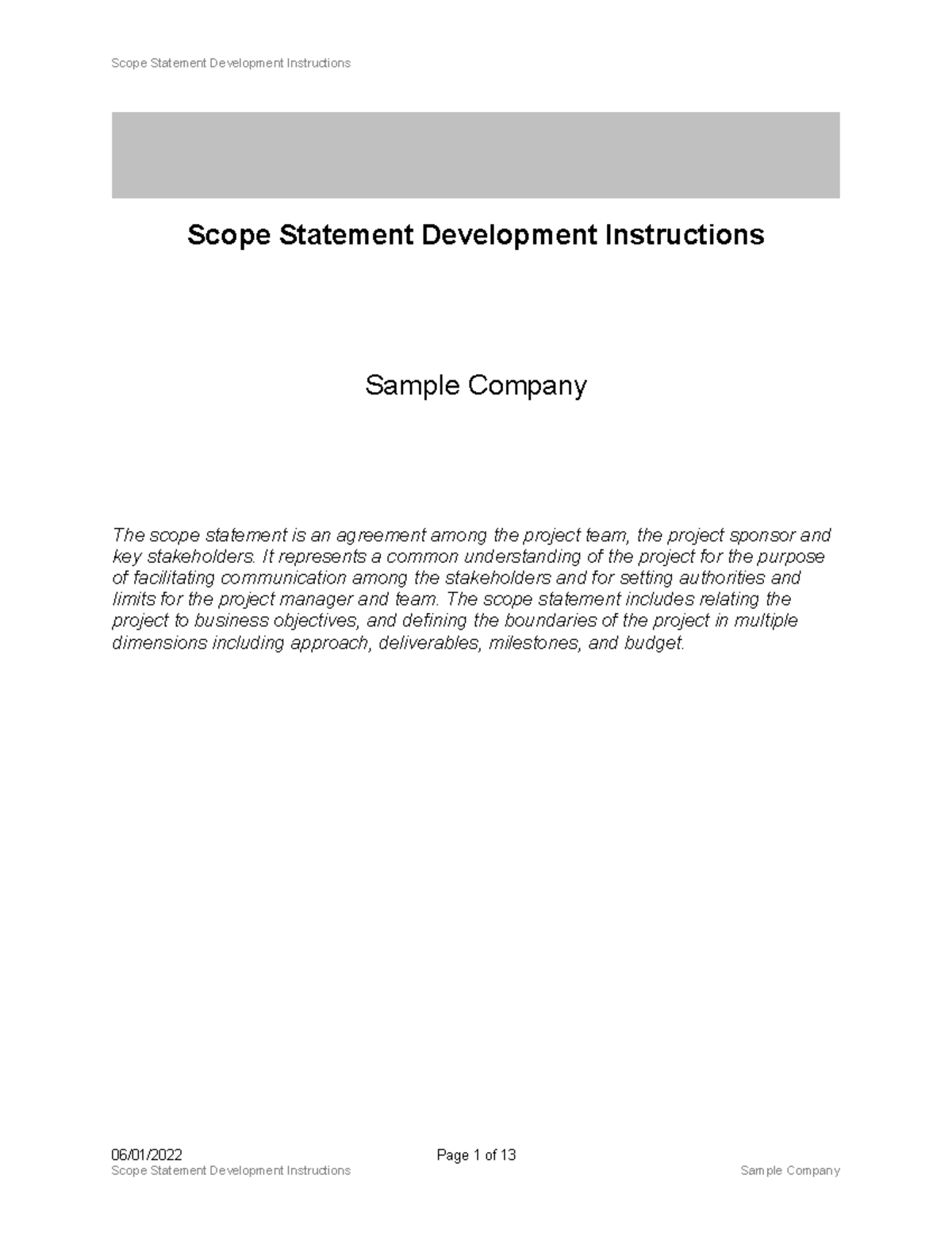 Sample scope statement 1 - Scope Statement Development Instructions ...